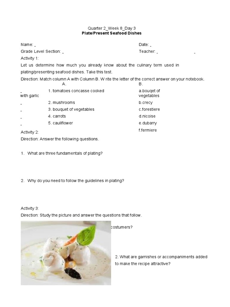 Seafood Dish Plating Techniques | PDF