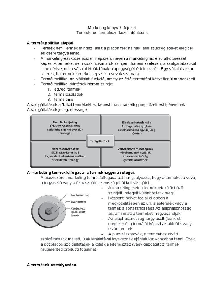 Marketing 7. Fejezet - Termék - És Termékszerkezeti Döntések | PDF