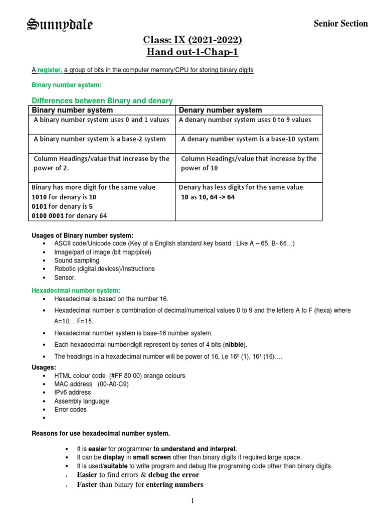 Handnote 1 Chap 1 | Download Free PDF | Byte | Bit
