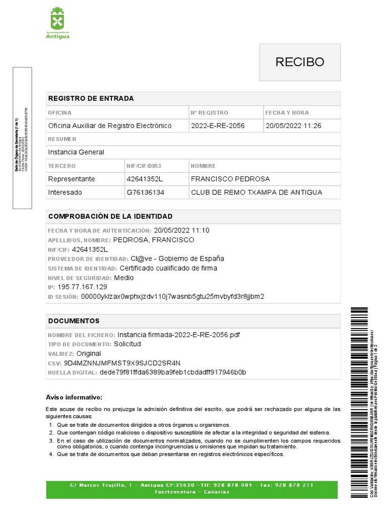 Acuse de Recibo Recibo Recibo-2022-E-RE-2056 | PDF | La seguridad ...