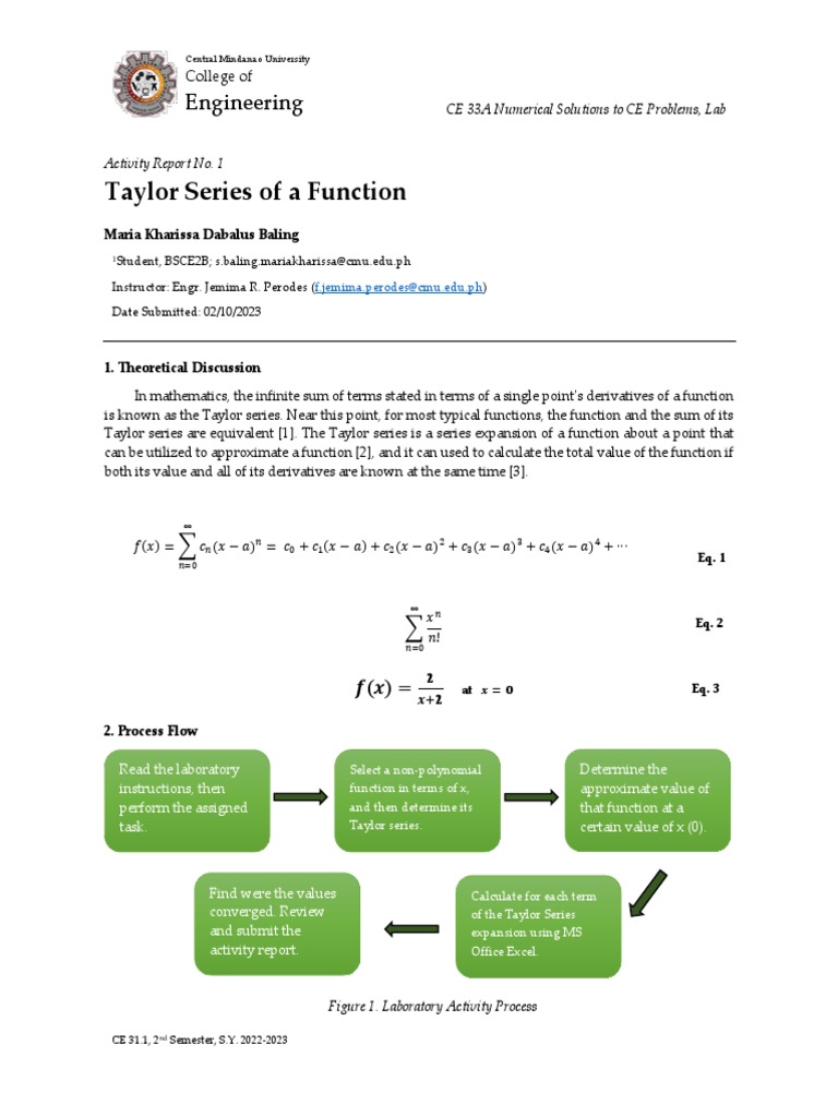 Taylor Series Approximation Report | PDF | Function (Mathematics ...
