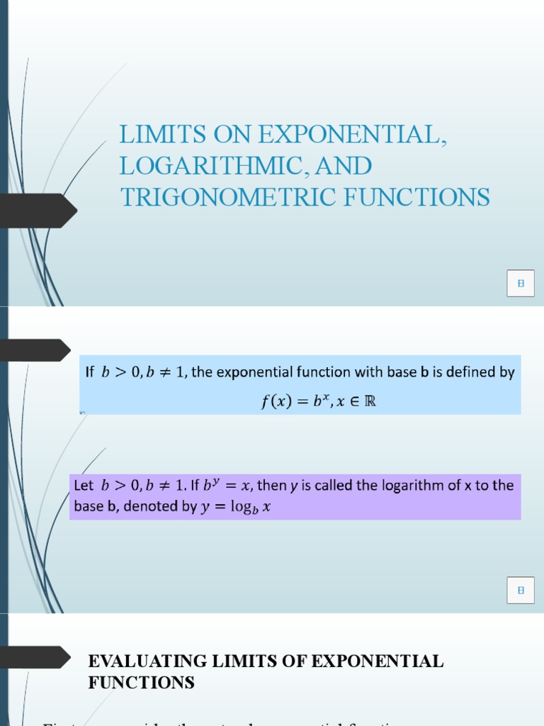Limits On Exponential Logarithmi And Trigonometric Function Pdf