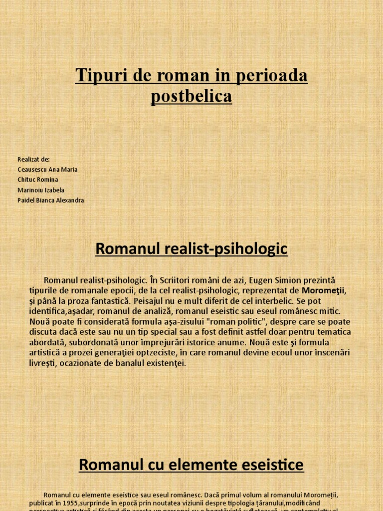 Tipuri de Roman in Perioada Postbelica | PDF