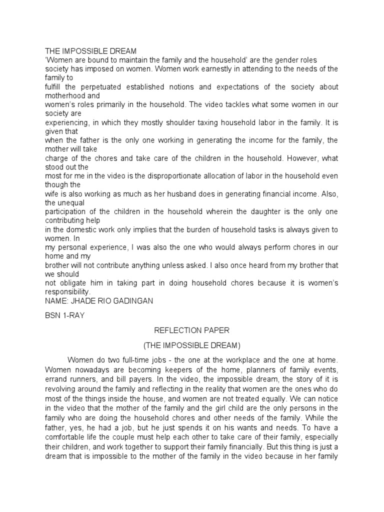 The Impossible Dream | PDF | Woman | Gender Role