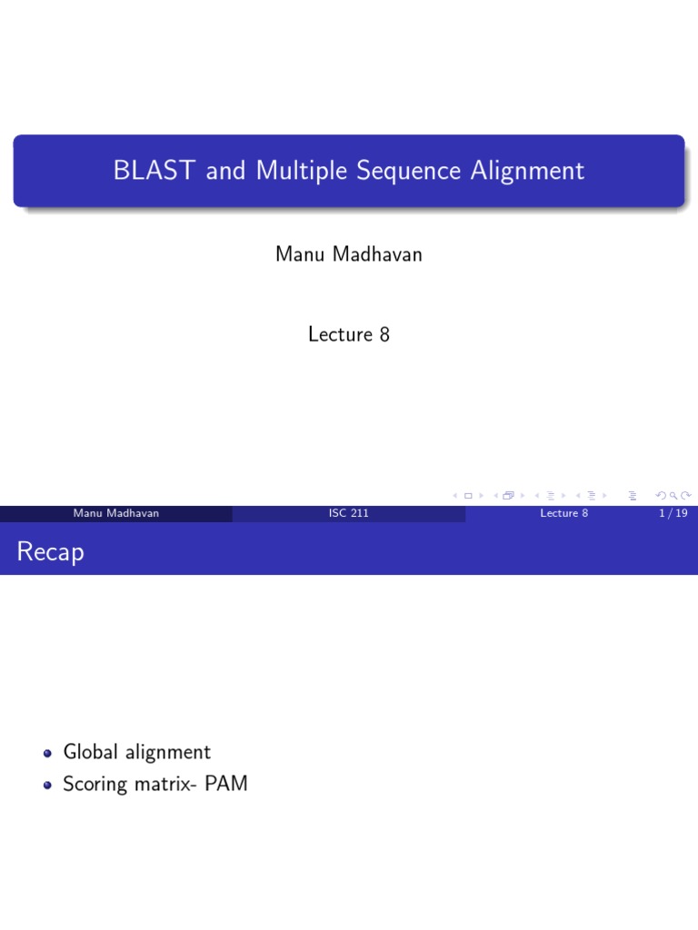 Lecture 8 | PDF | Sequence Alignment | Applied Mathematics