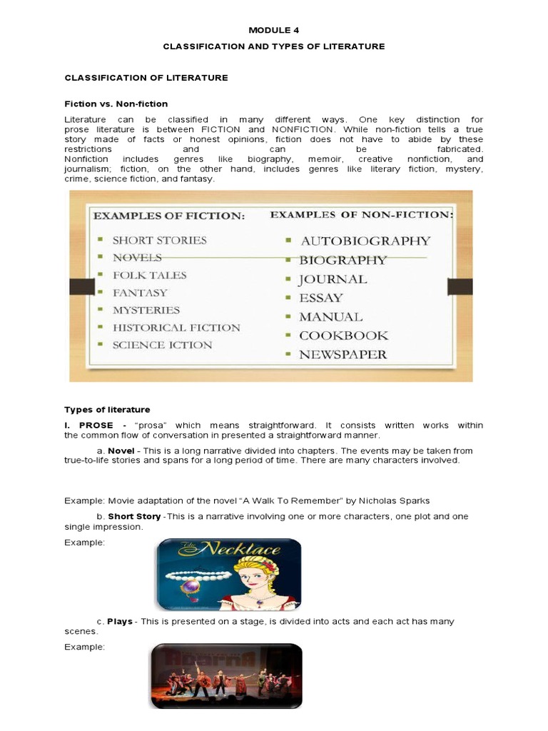 Types and Classifications of Literature | PDF | Poetry | Narrative