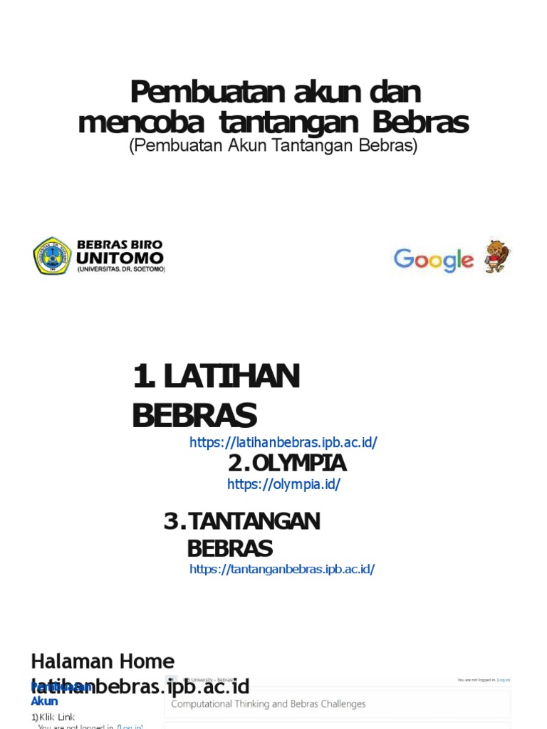 2-Pembuatan Akun Dan Mencoba Tantangan Bebras | PDF | Pengelolaan Keuangan & Uang | Komputer