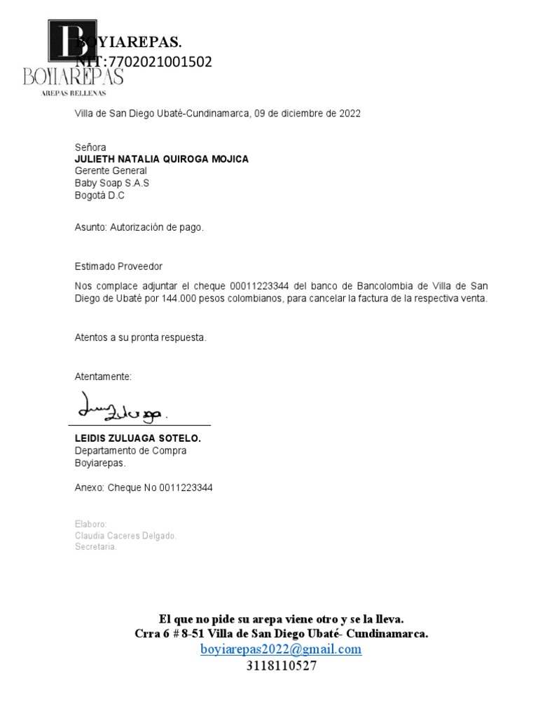 Carta de Cheque | PDF