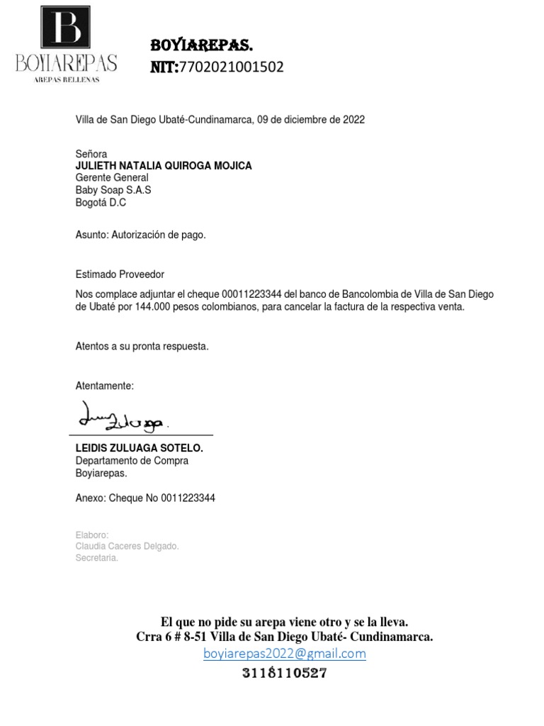 Carta de Cheque. | PDF | Hogar, jardinería y bricolaje