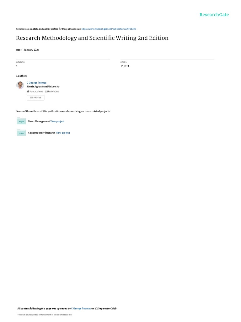 C. George Thomas 2021 Research Methodology and Scientific Writing. 2nd ...