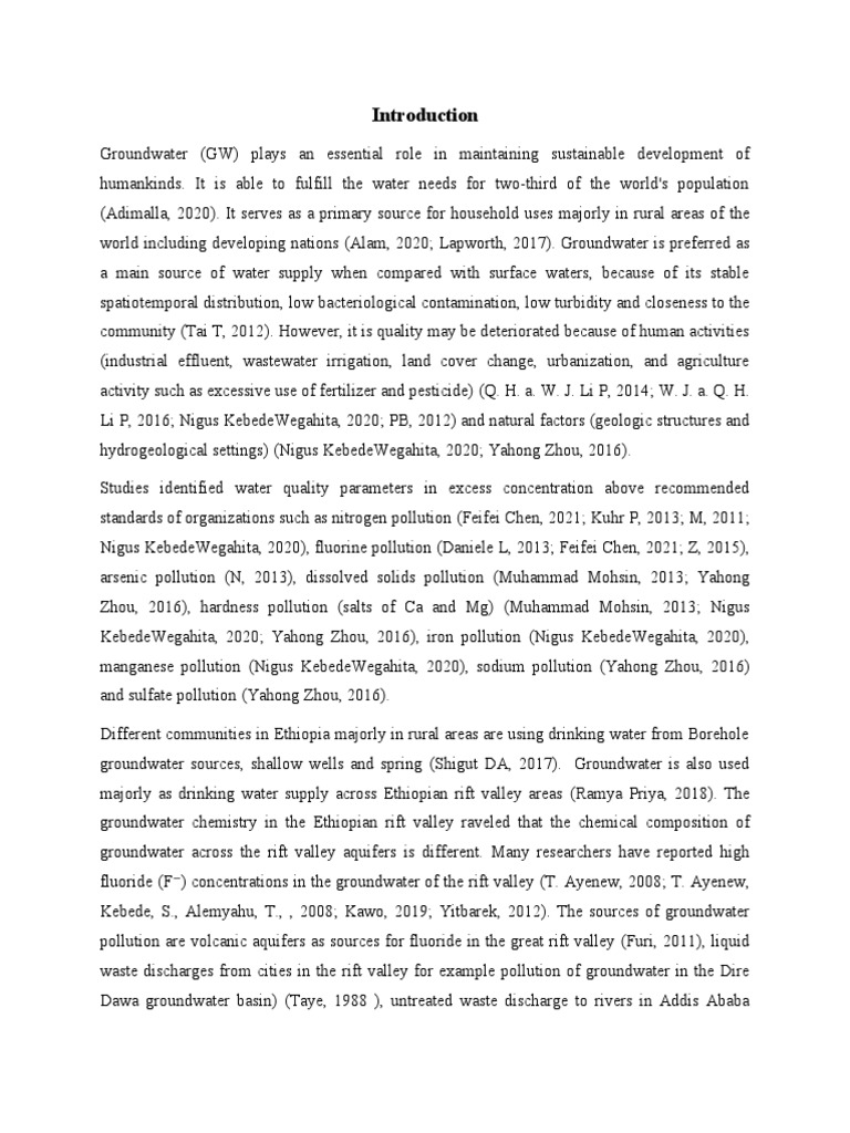 Introduction For Review | PDF | Groundwater | Ethiopia