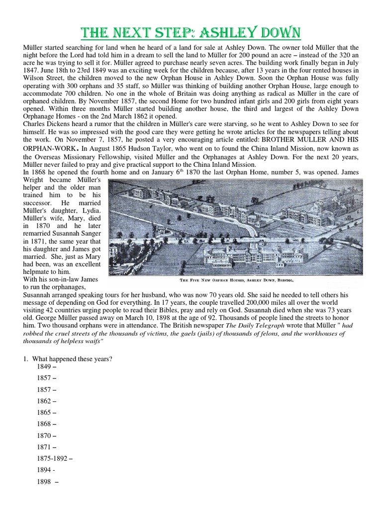 Ashley Down Orphanage Students | PDF