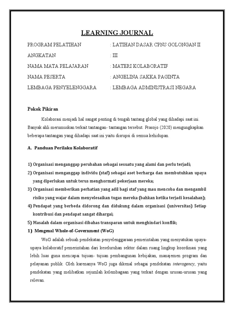 Learning Journal Kolaboratif | PDF | Karier & Perkembangan