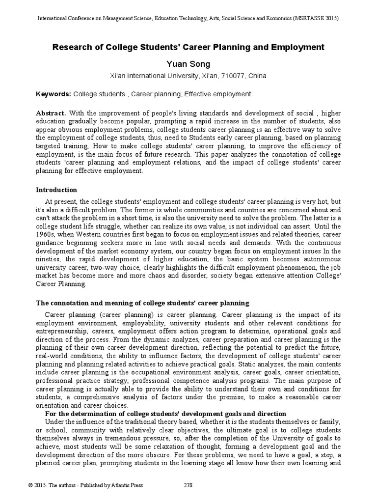 Research of College Students' Career Planning and Employment | PDF ...