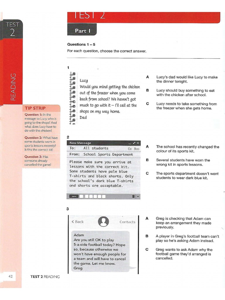 Test 2 Reading B1 Preliminary For Schools Practice Tests Plus Pearson | PDF