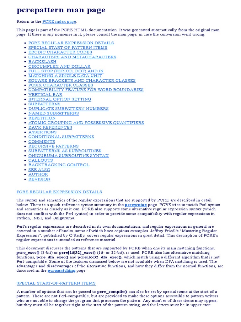 Autoit Pcrepattern Specification Pdf Regular Expression Character Encoding