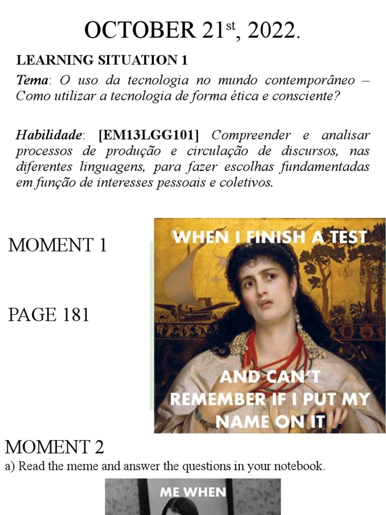 October 21, 2022.: Learning Situation 1 | PDF | Meme | Cognitive Science