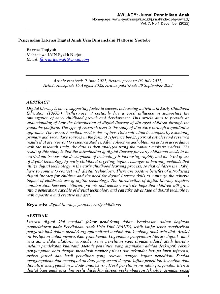 Literasi Digital Aud | PDF | Literacy