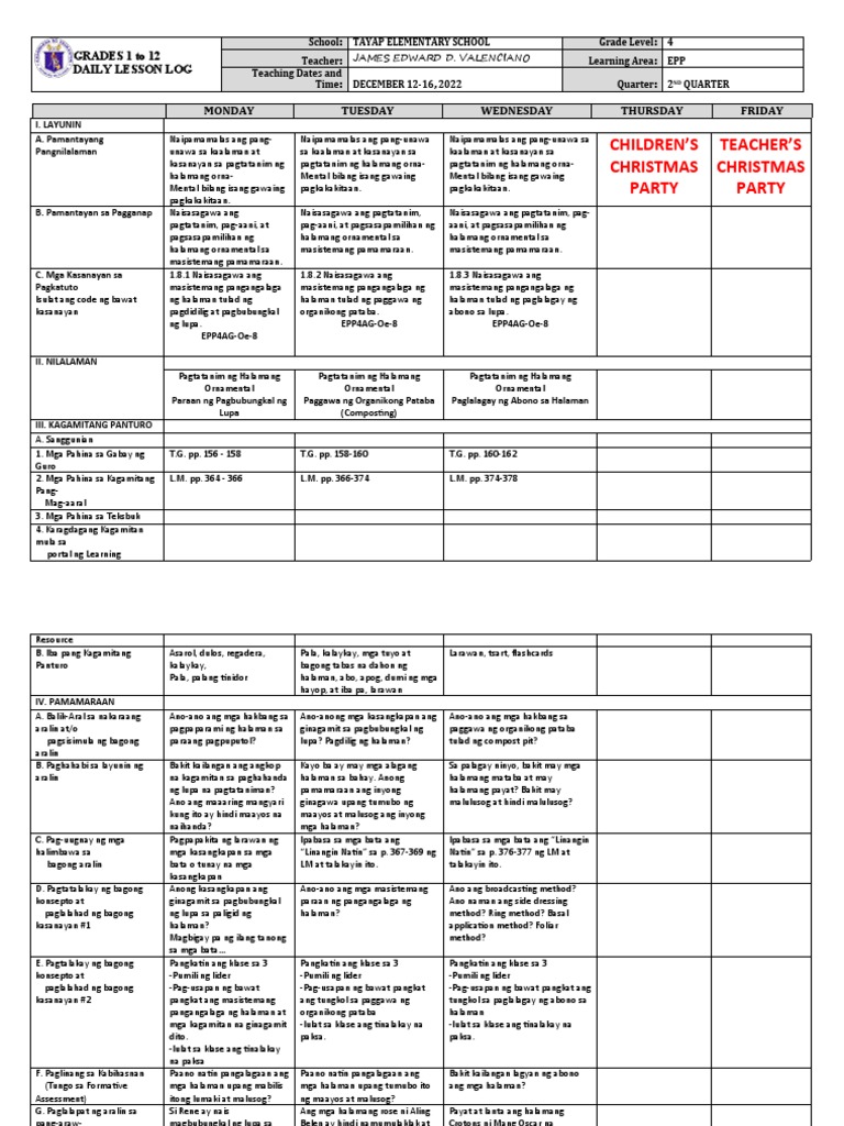 DLL - Epp 4 - Q2 - W6 | PDF