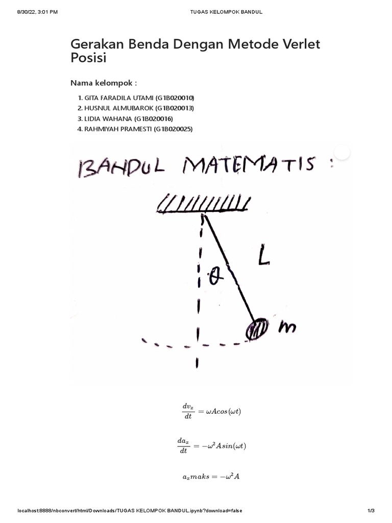 Tugas Kelompok Bandul | PDF | Teaching Methods & Materials