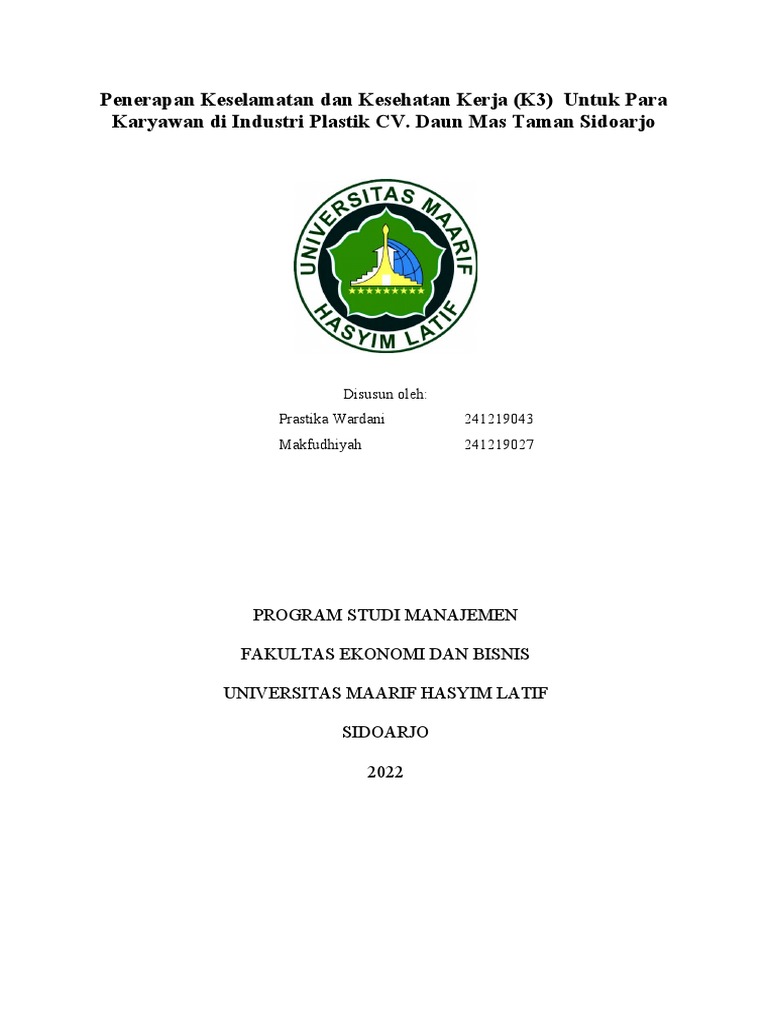 Analisa K3 CV Daun Mas 1 | PDF | Teknologi & Rekayasa