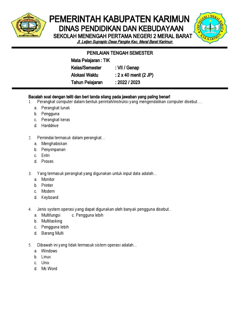 Kop Soal Ujian | PDF | Komputer