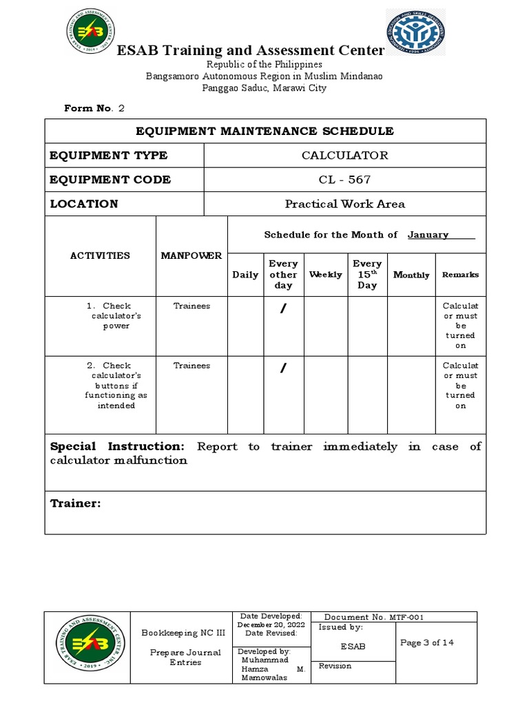 Equipment Maintenance Guide | PDF