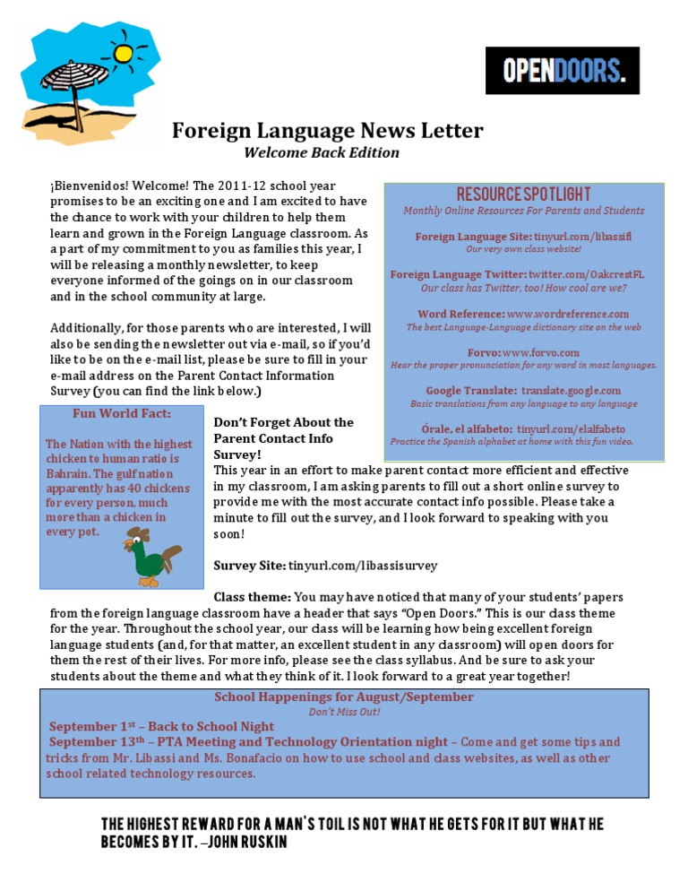 Foreign Language News Letter | PDF | Communication | Internet