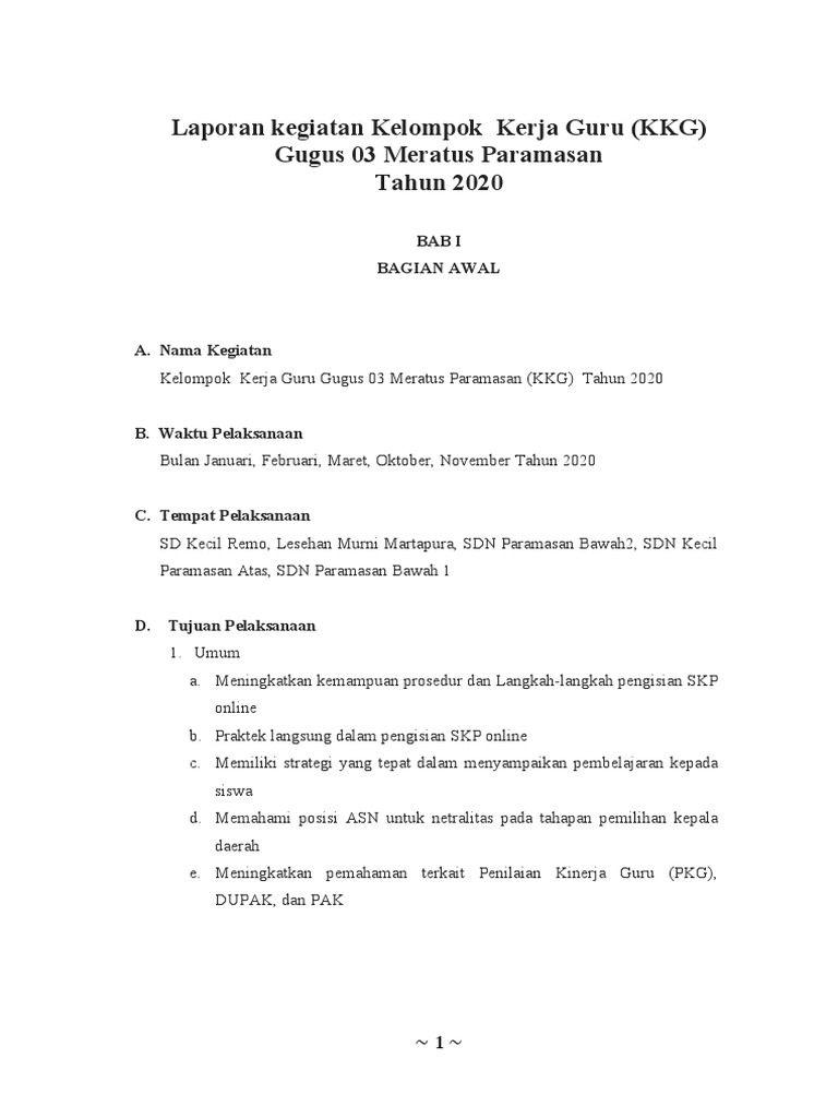 Laporan - KKG 2020 | PDF
