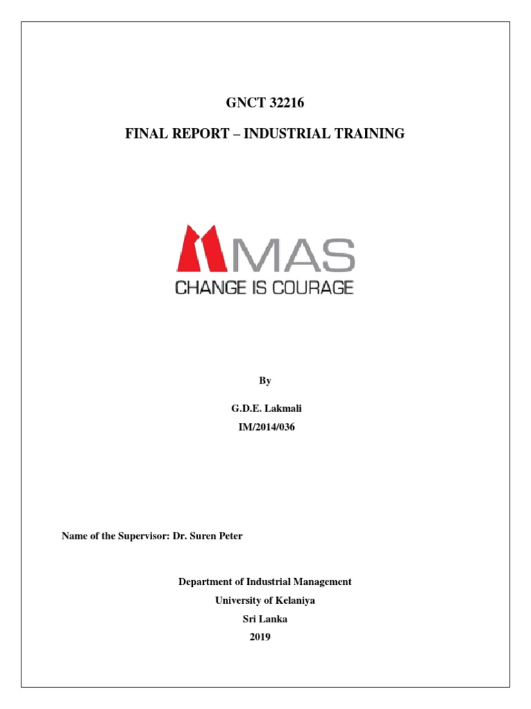 Industrial Training Report - MAS Intimates Silueta (PVT) Ltd. | PDF ...