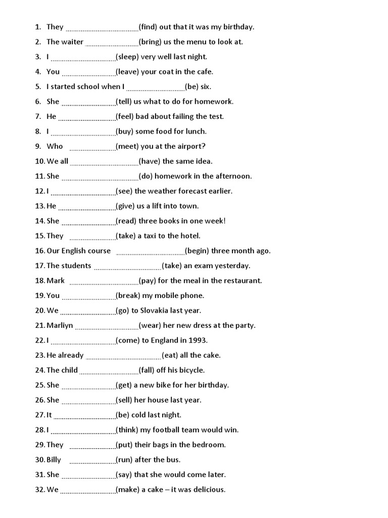 Worksheet Irregular Verb Pdf