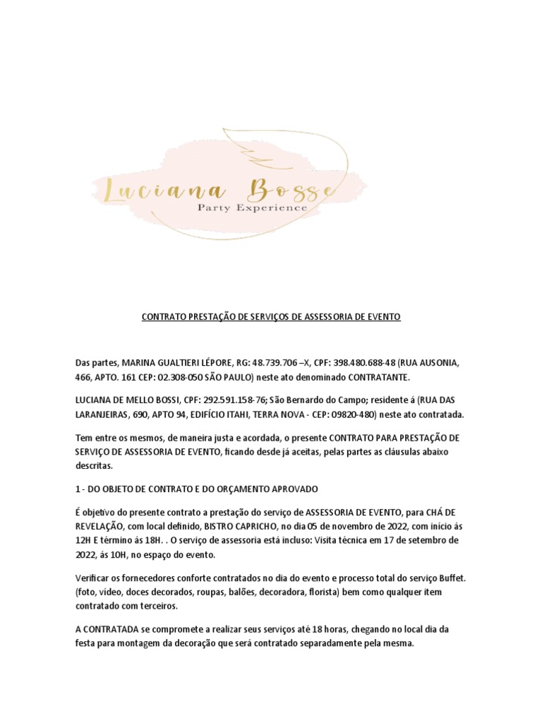 Contrato Assessoria de Evento | PDF
