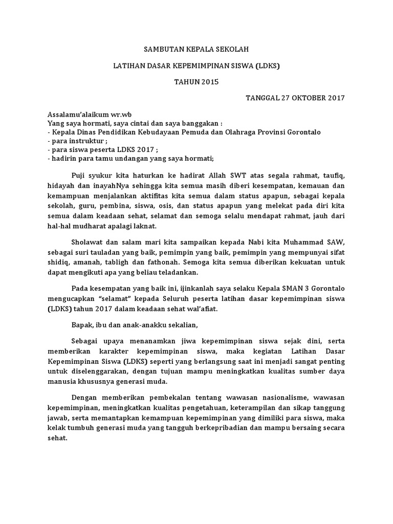 Sambutan Kepsek Pada LDK | PDF