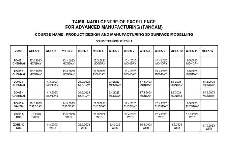 Tancam Training Plan | PDF