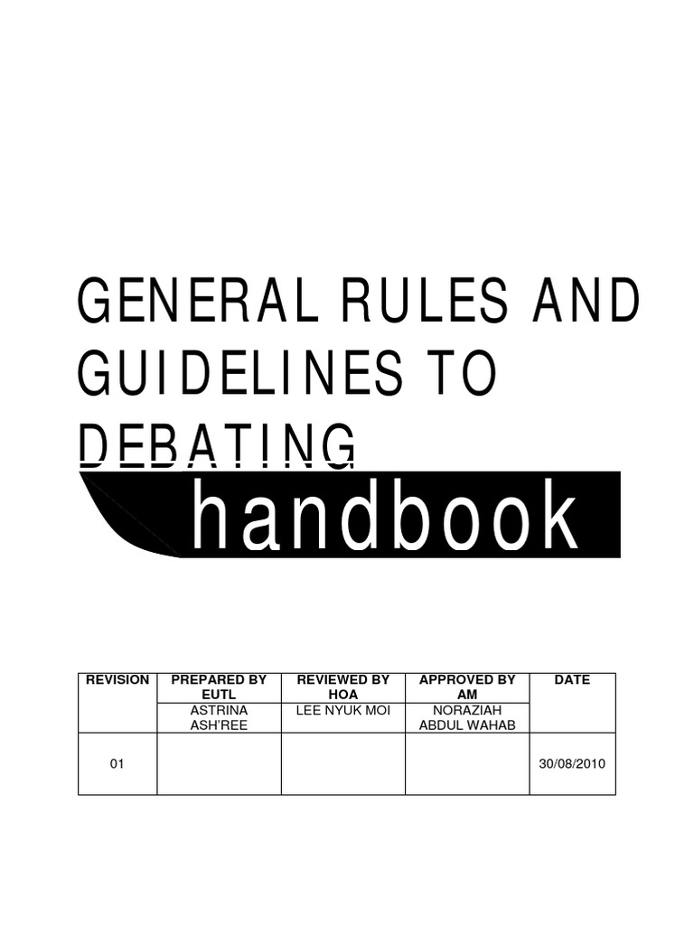 General Rules and Guidelines To Debating Handbook | PDF | Argument