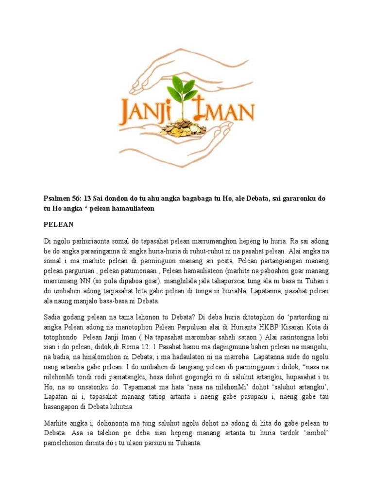 Penjelasan Janji Iman Batak | PDF