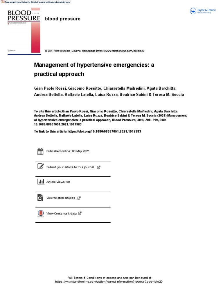 Hypertensive Emergencies Management Guide | PDF | Hypertension | Stroke