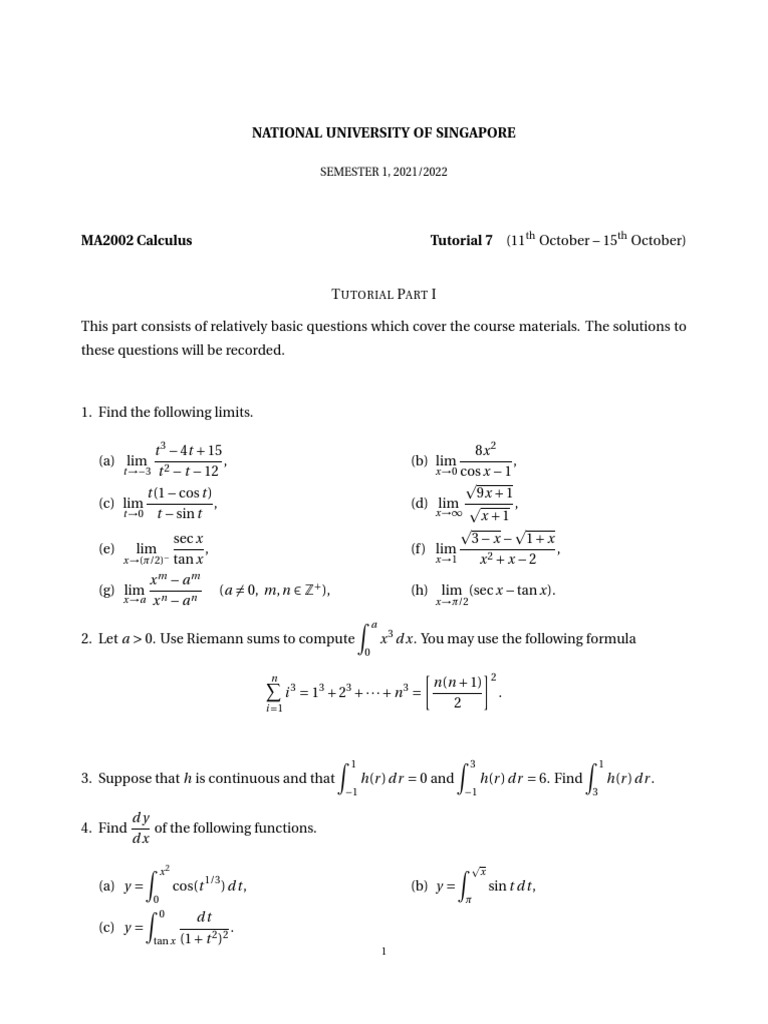 MA2002 Tutorial7 | Download Free PDF | Derivative | Analysis