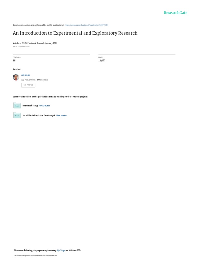 An Introduction To Experimental and Exploratory Research | PDF ...