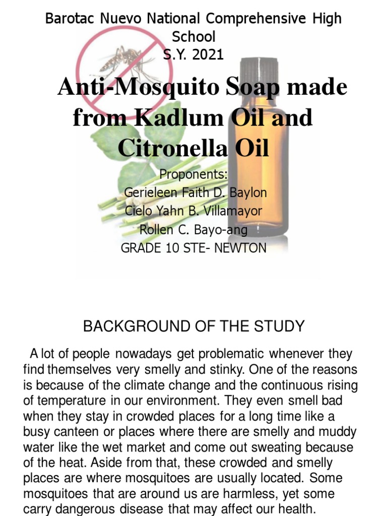 Study of Citronella Oil and Kadlum As Soap Research | PDF