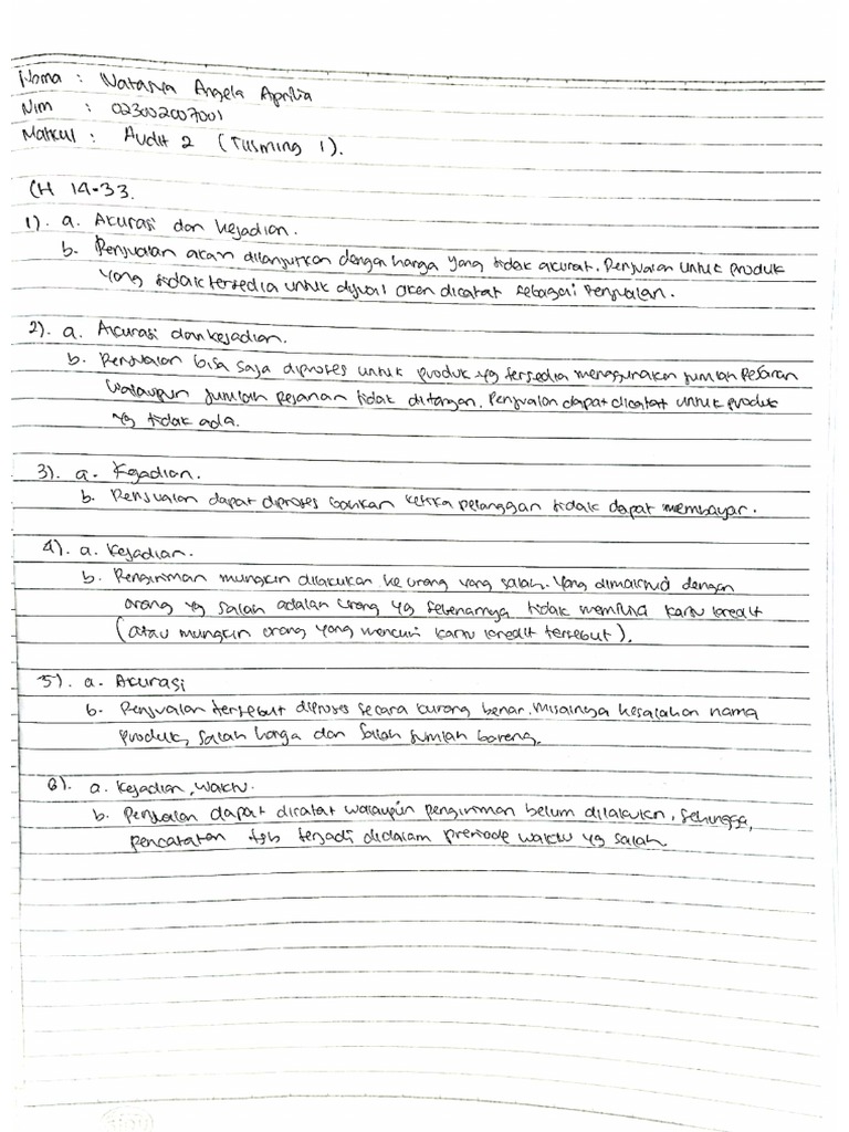 Tusming 1 Audit 2 - Natasya Angela Aprilia - 023002007001 | PDF