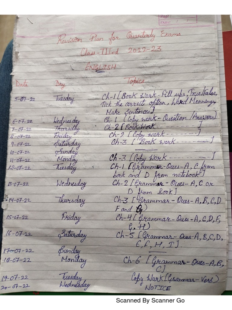 Class-3 Revision Plan | PDF