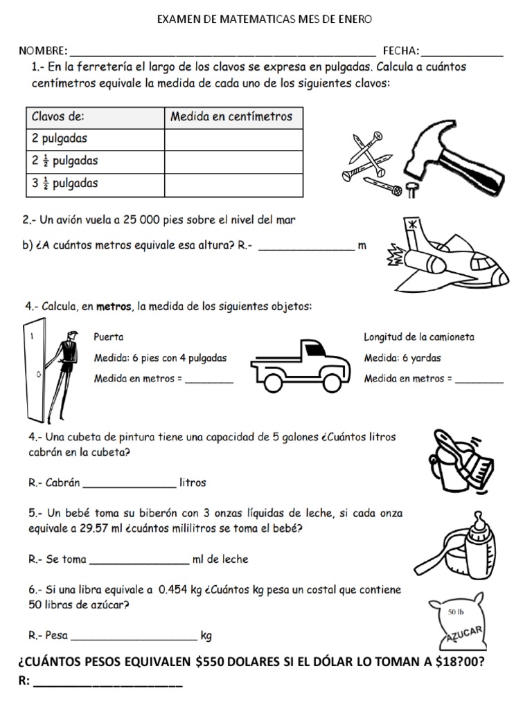 Examen de Mat Mes de Enero | PDF