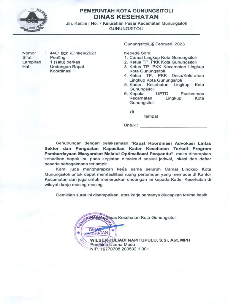 Undangan Rapat Koordinasi | PDF