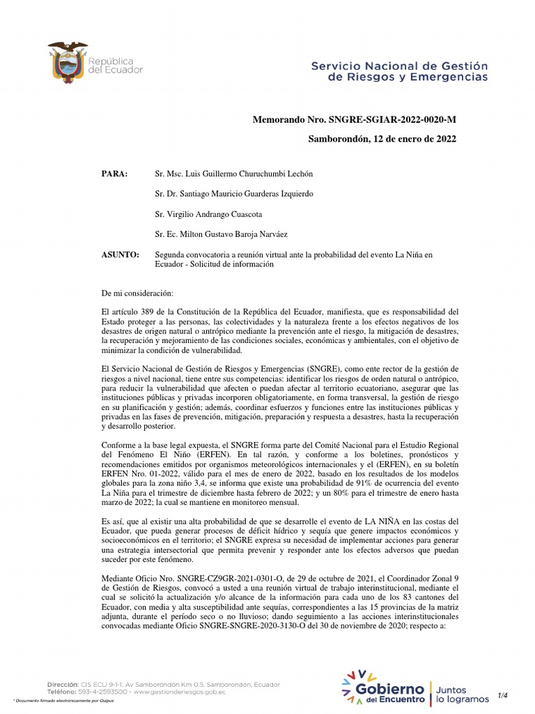 Sngre Sgiar 2022 0020 M 1 | PDF | Ecuador | Agua
