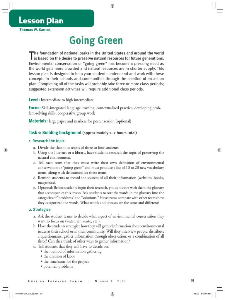 Going Green - Lesson Plan | Descargar gratis PDF | Atmosphere Of Earth ...