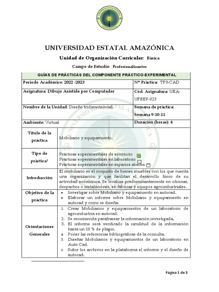 TP3-CAD - U3 - UEA-UFBEP-023-signed | PDF | Cad automático | Laboratorios