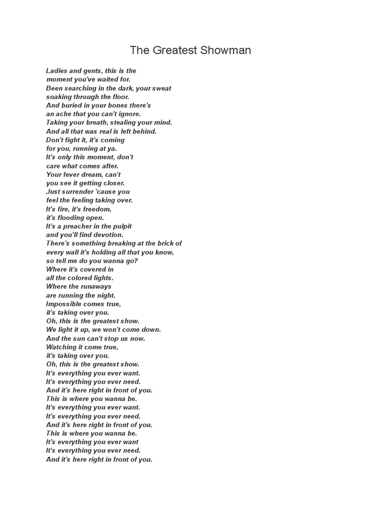 The Greatest Showman: Script Excerpts | PDF | P. T. Barnum