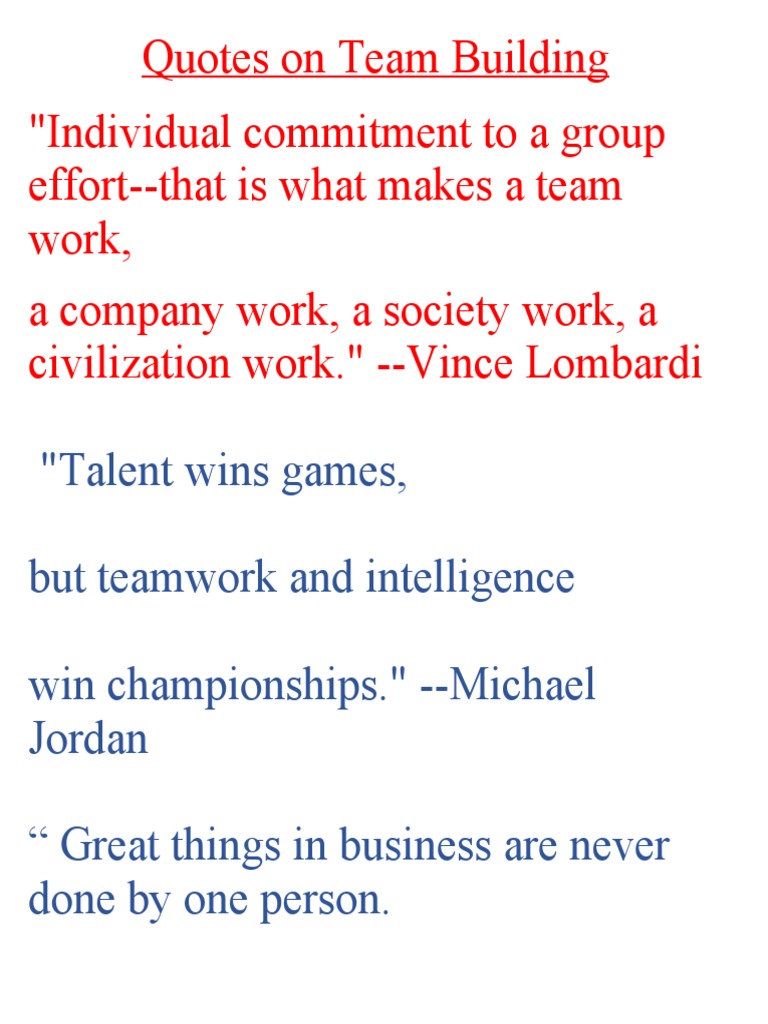 Quotes On Team Building | PDF