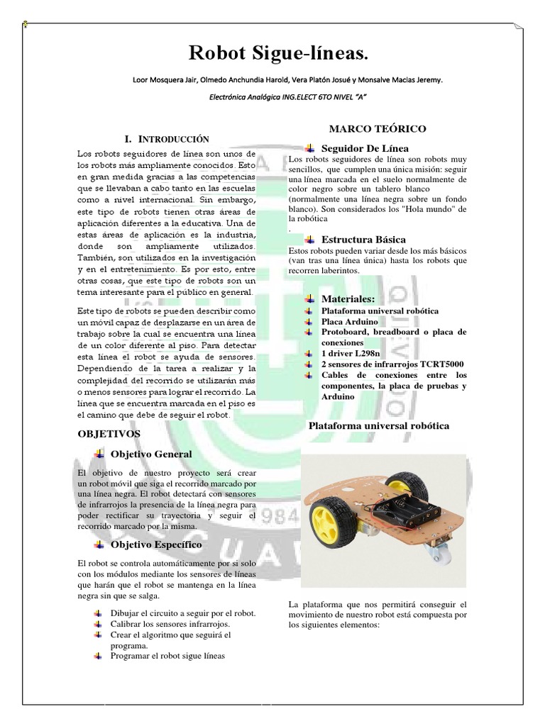 Proyecto Robot Seguidor de Linea-2 | PDF | Arduino | Ciencias de la ...
